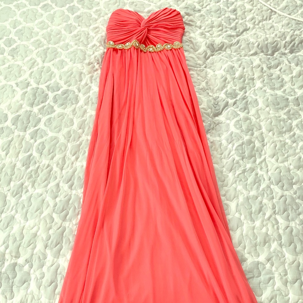 Coral Bridesmaid/Prom Dress With Custom Beading - Gem